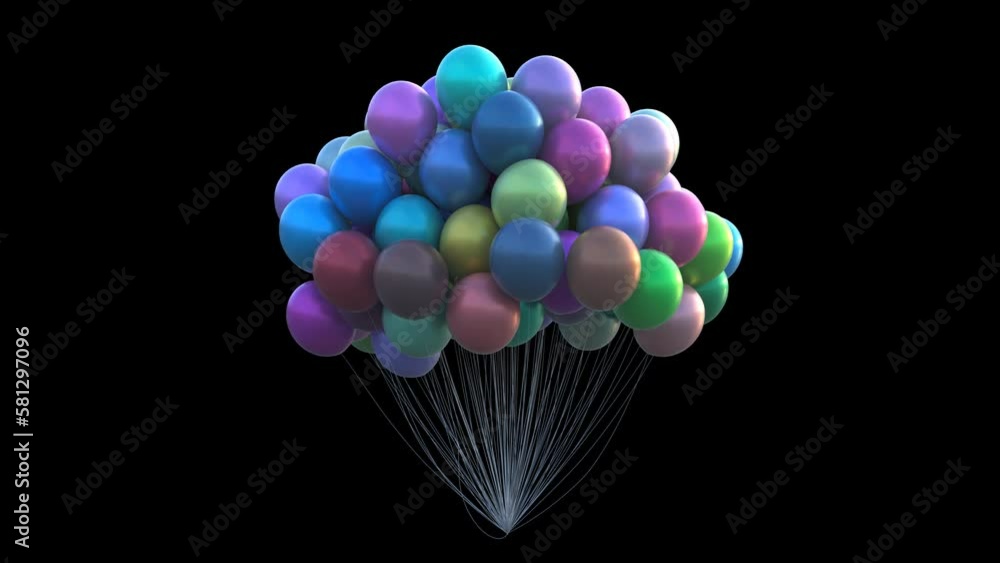 Vidéo Stock Colorful Balloons with ropes flying and move to the left on ...