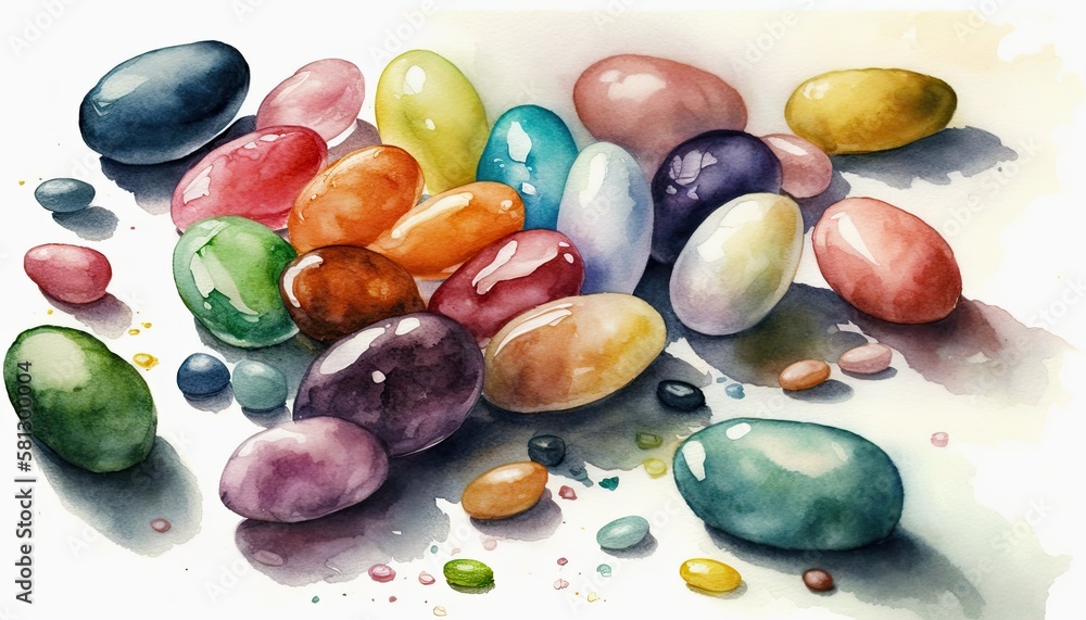 Beautiful Colorful Artistic Designer Easter Jelly beans Watercolor ...