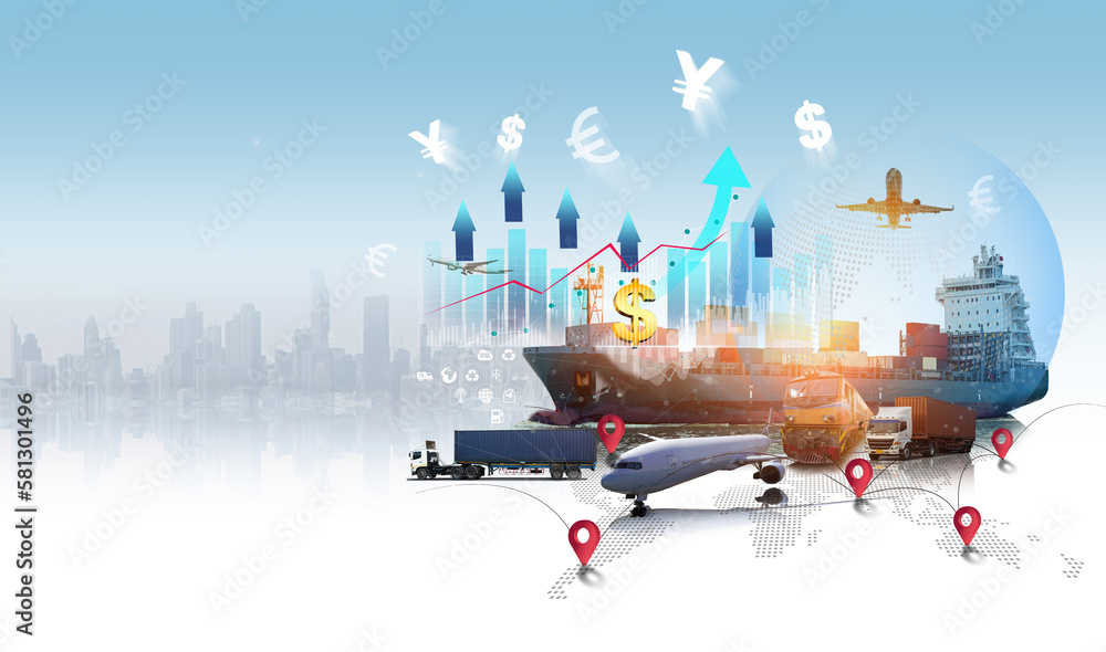 Global business of Container Cargo freight train for Business logistics ...