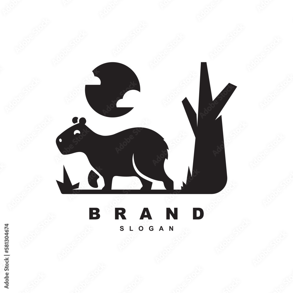 Silhouette outdoor capybara logo design vector Stock Vector | Adobe Stock