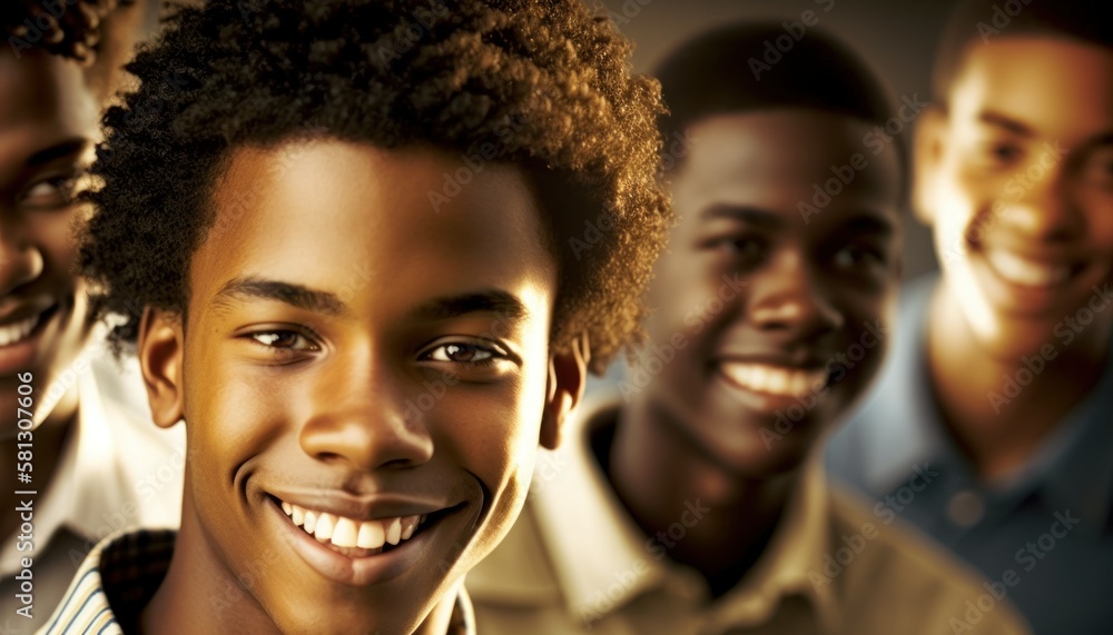 Group of Diverse and Empowered African American Black Youth Male High ...