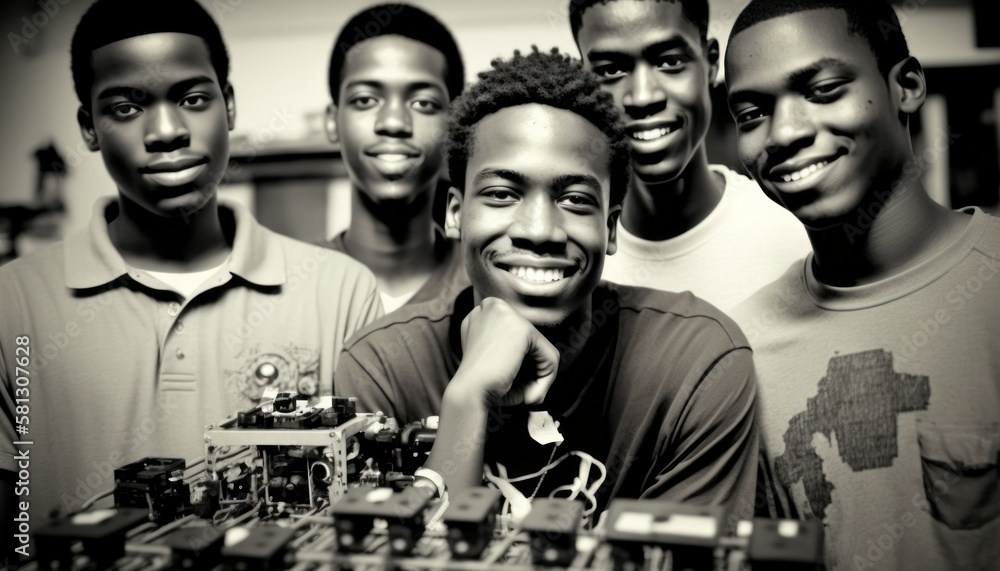 Group of Diverse and Empowered African American Black Youth Male High ...