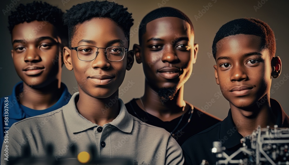 Group of Diverse and Empowered African American Black Youth Male High ...