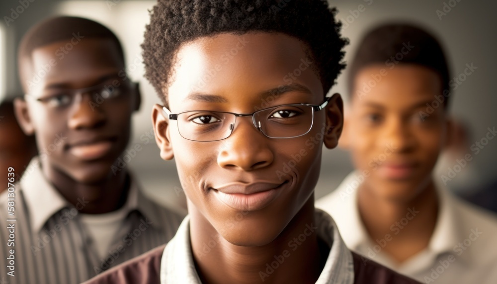 Group of Diverse and Empowered African American Black Youth Male High ...