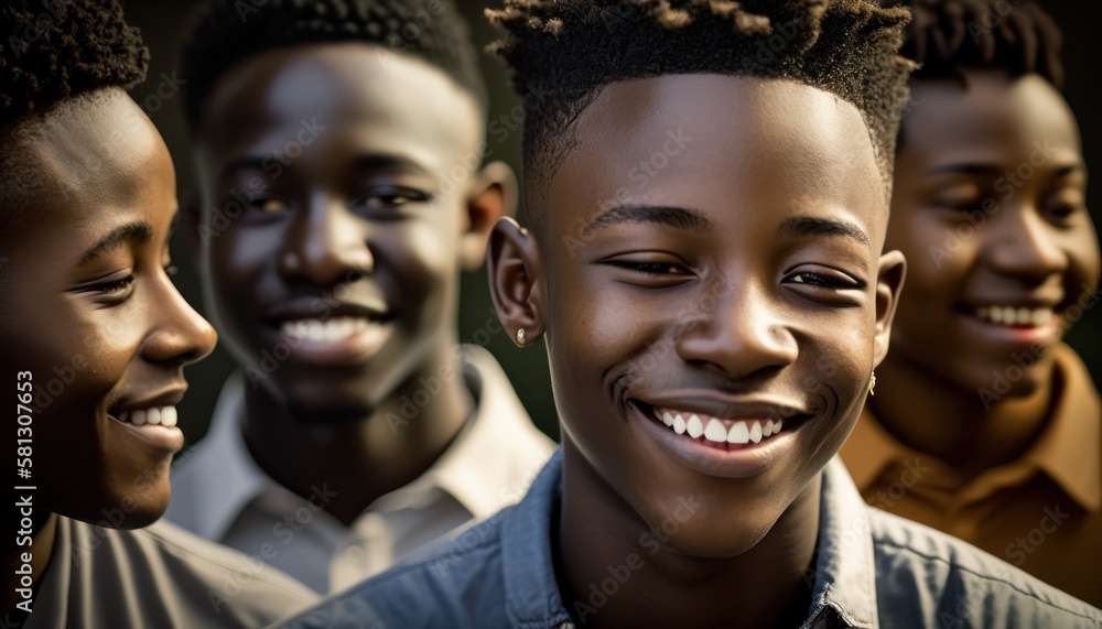 Group of Diverse and Empowered African American Black Youth Male High ...