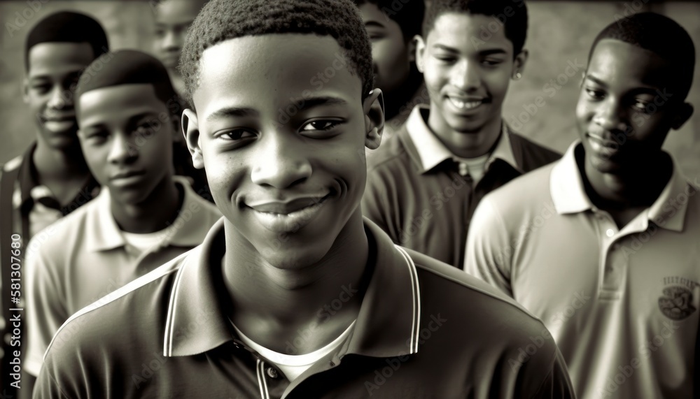 Group of Diverse and Empowered African American Black Youth Male High ...