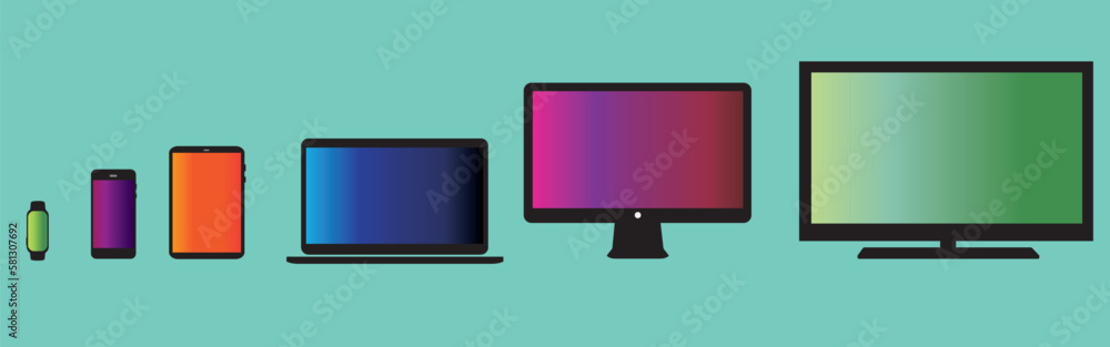 Vector minimalistic 3d illustration set device. Realistic smartphone ...