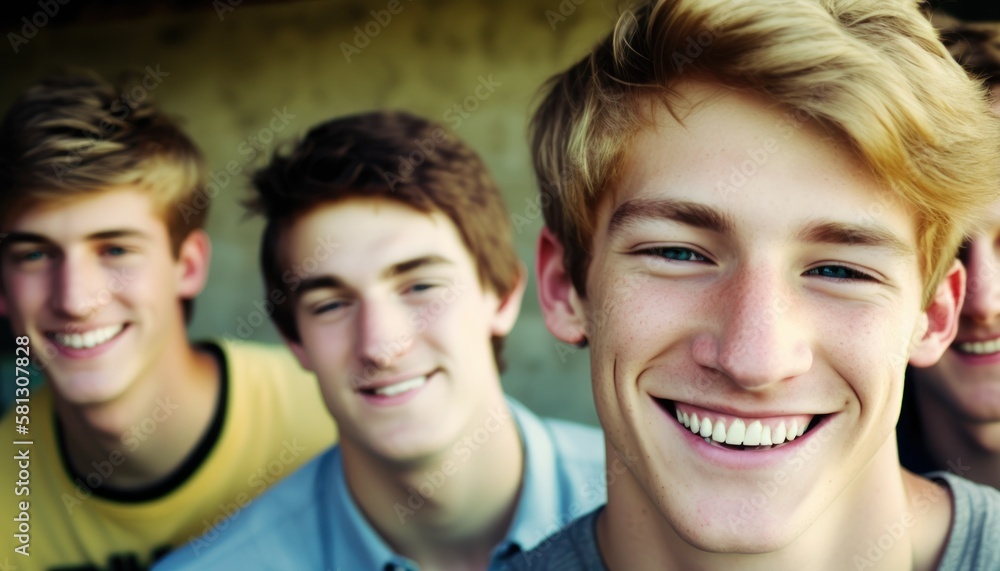 Group of Diverse and Empowered Caucasian White Youth Male High School ...