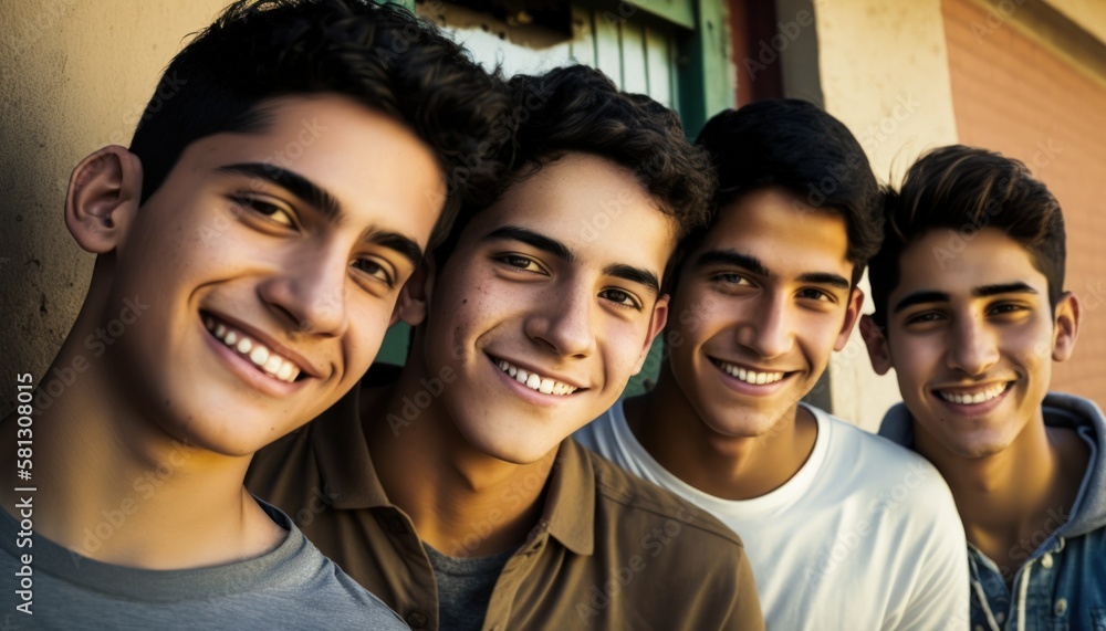 Group of Diverse and Empowered Hispanic Youth Male High School Students ...