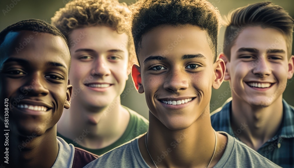 Group of Diverse and Empowered Multiracial Youth Male High School ...