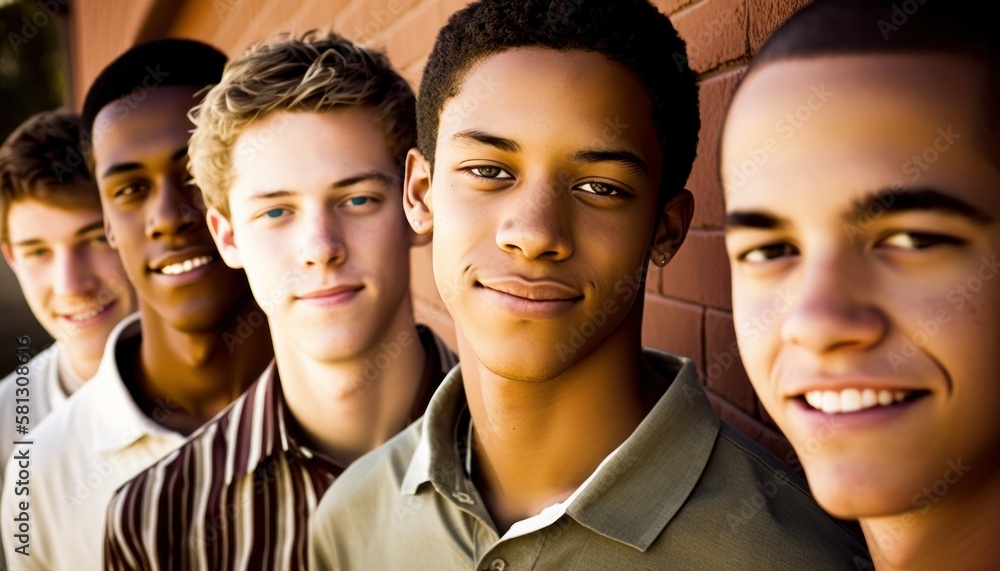 Group of Diverse and Empowered Multiracial Youth Male High School ...