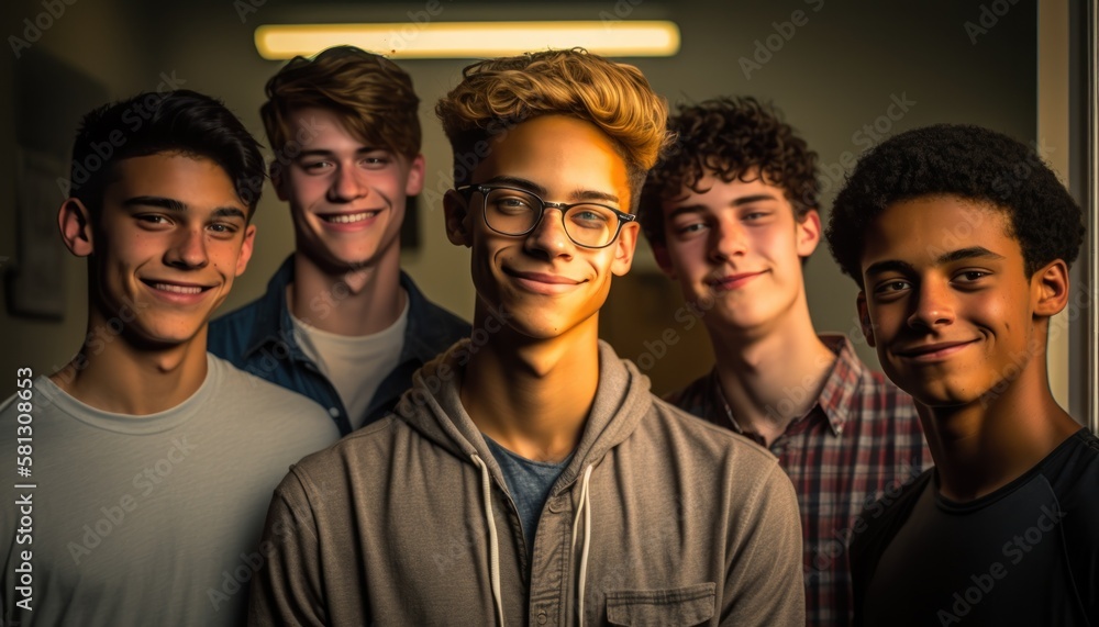 Group of Diverse and Empowered Multiracial Youth Male High School ...