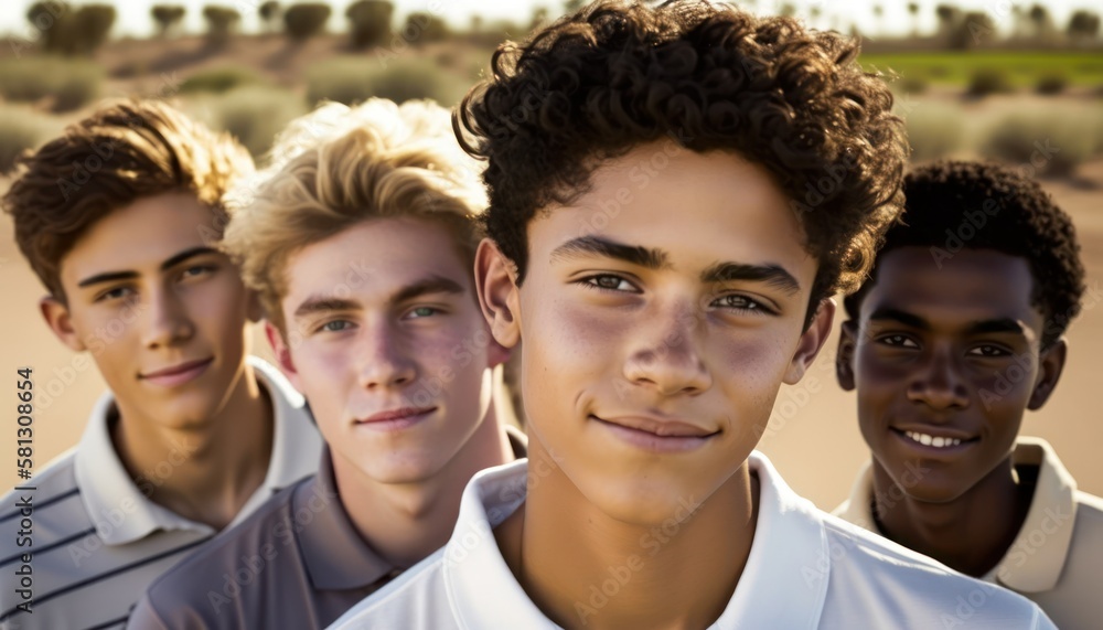 Group of Diverse and Empowered Multiracial Youth Male High School ...