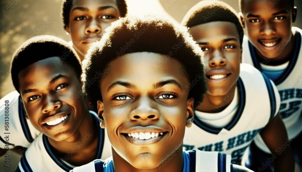 Group of Diverse and Empowered African American Black Youth Male High ...