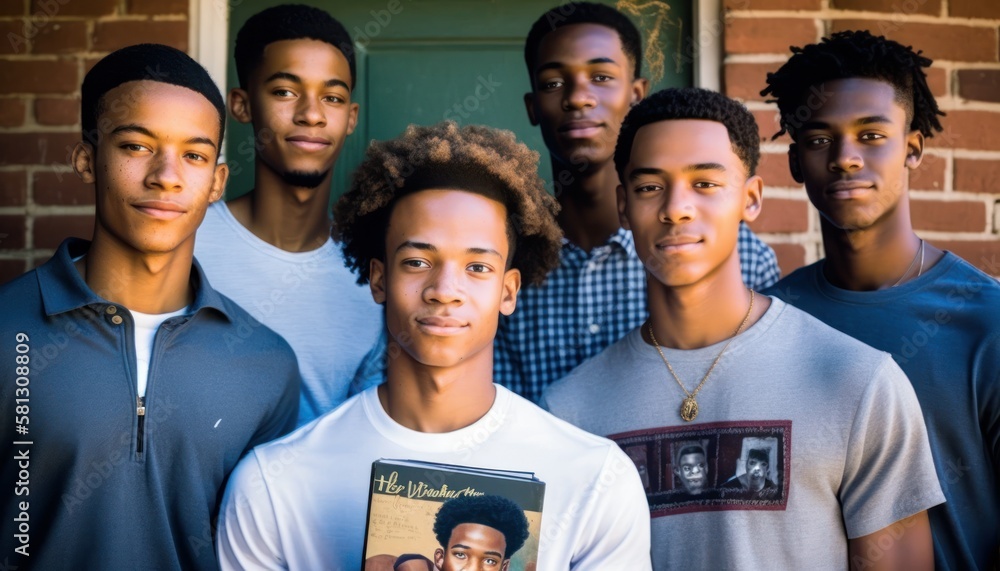 Group of Diverse and Empowered African American Black Youth Male High ...