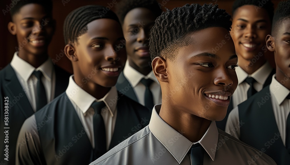 Group of Diverse and Empowered African American Black Youth Male High ...