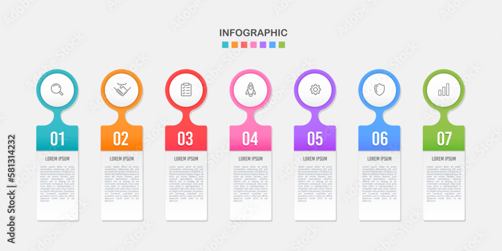7 Labels Infographics design template. 7 Steps or Options for business ...