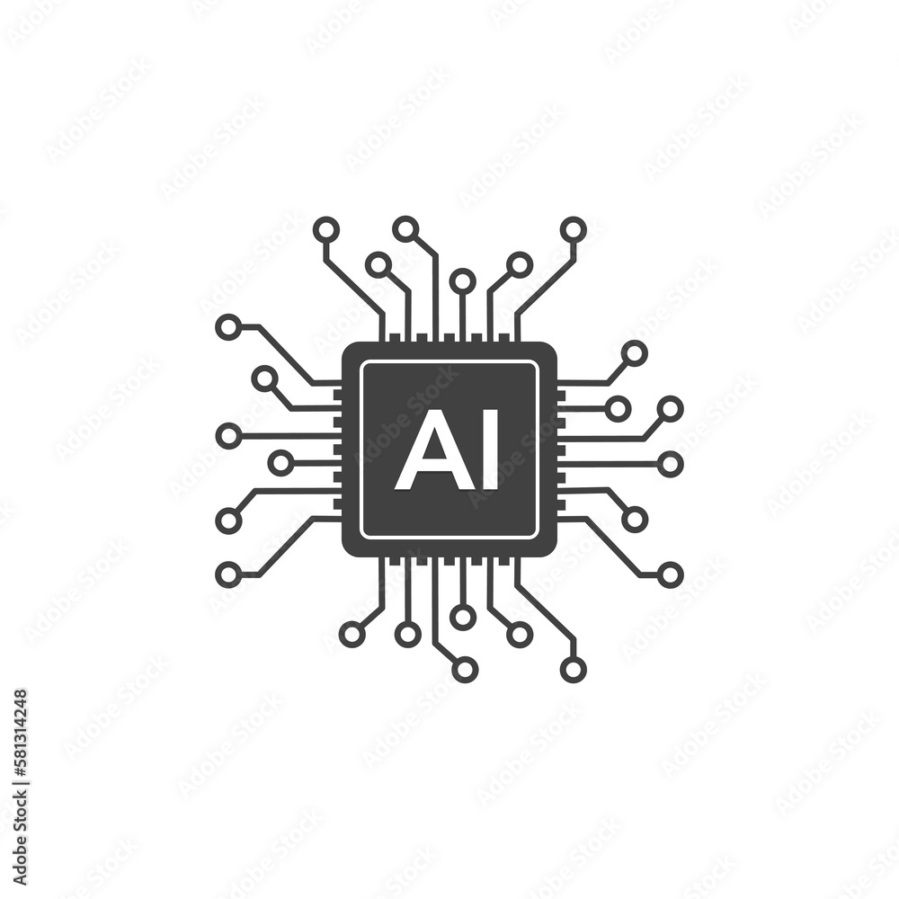 AI Processor vector icon. Chipset AI for device or smartphone flat ...