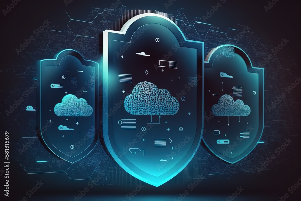 Cloud And Edge Computing Technology Concept With Cybersecurity Data Protection System Three