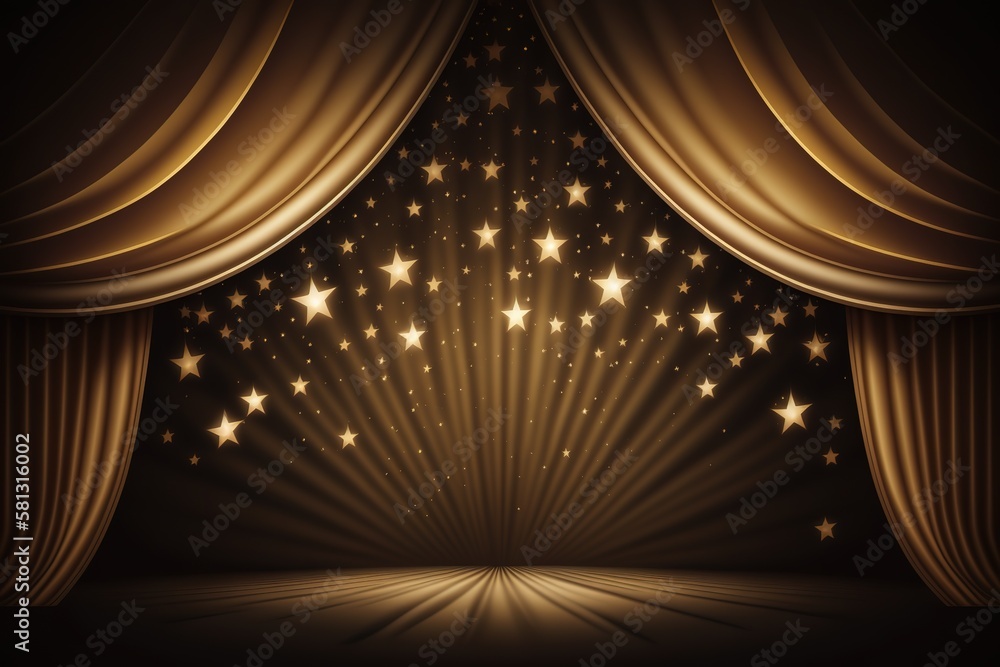 Stars shape show celebrity background with spotlights soffits vintage ...