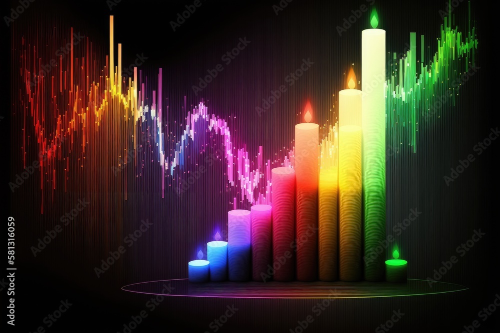 multicolored graph with investment candlestick chart for stock market ...