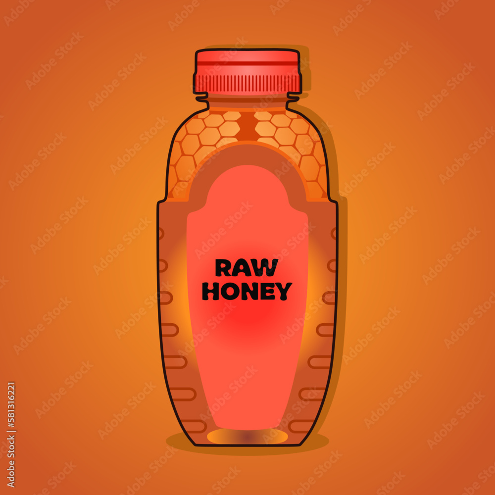 Realistic pure raw honey bottle vector illustration, isolated on ...