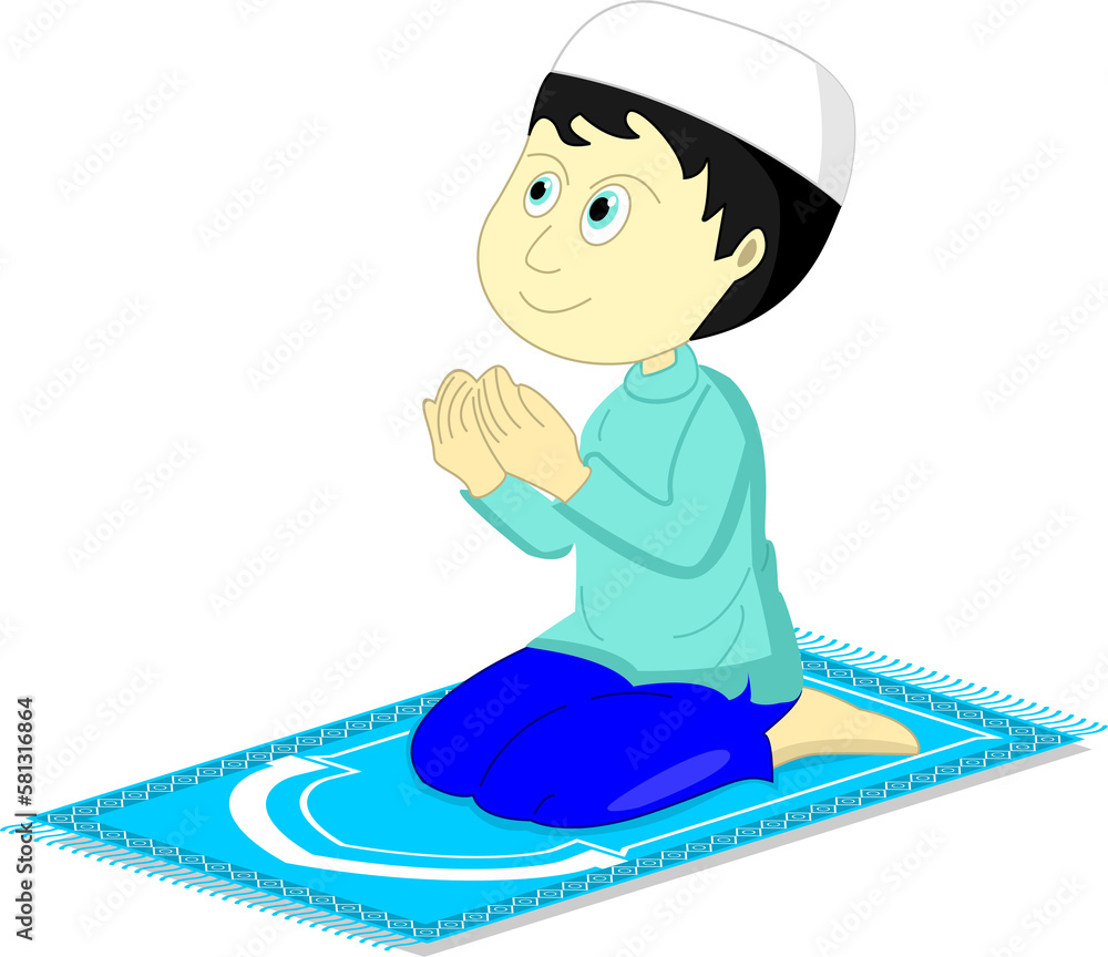 Muslim kid praying, islamic icon logo symbol transparent background ...