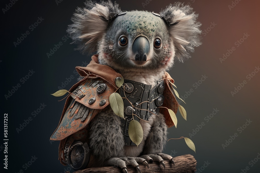 A Hyper-Detailed Illustration of a Cute Koala Toy with Insane Details ...