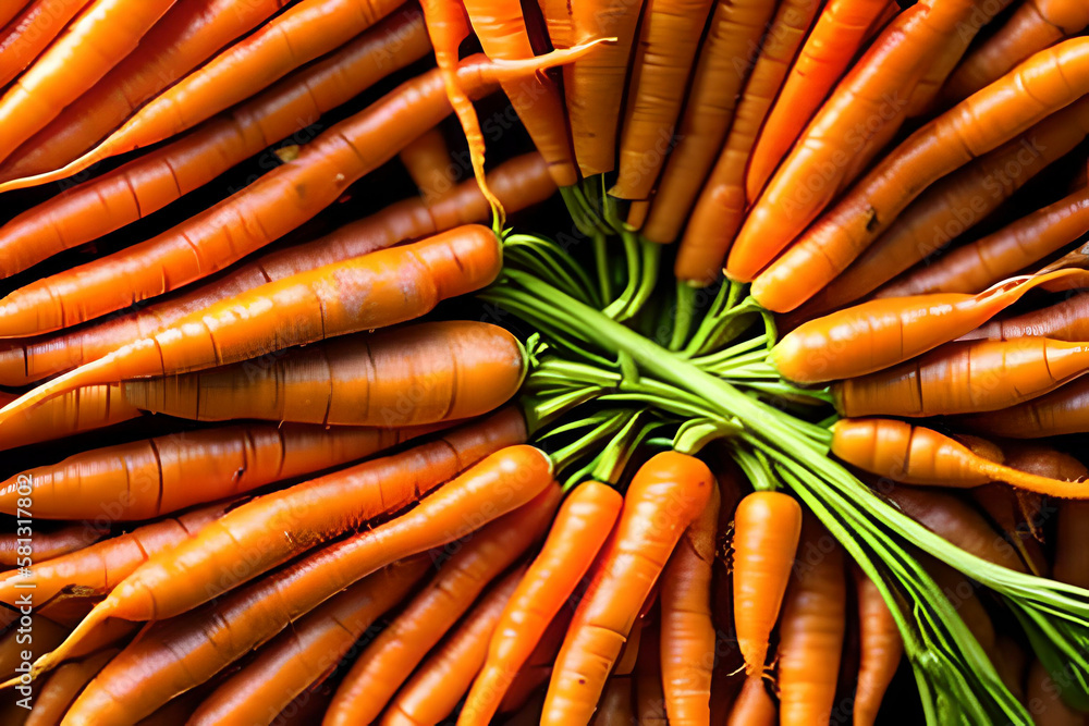 AI generated image of a bunch of carrots ready to be sold at the market ...