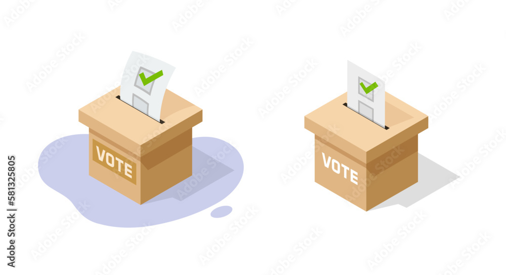 Vote election box icon 3d isometric vector graphic illustration, ballot ...