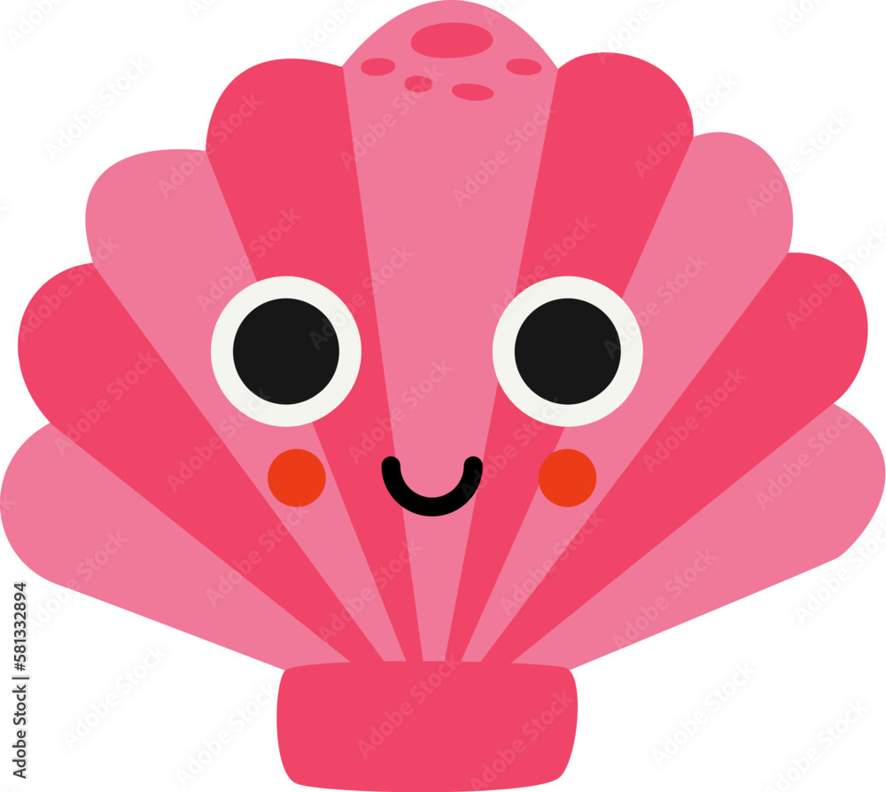 Vector illustration of cartoon seashell isolated on white background ...