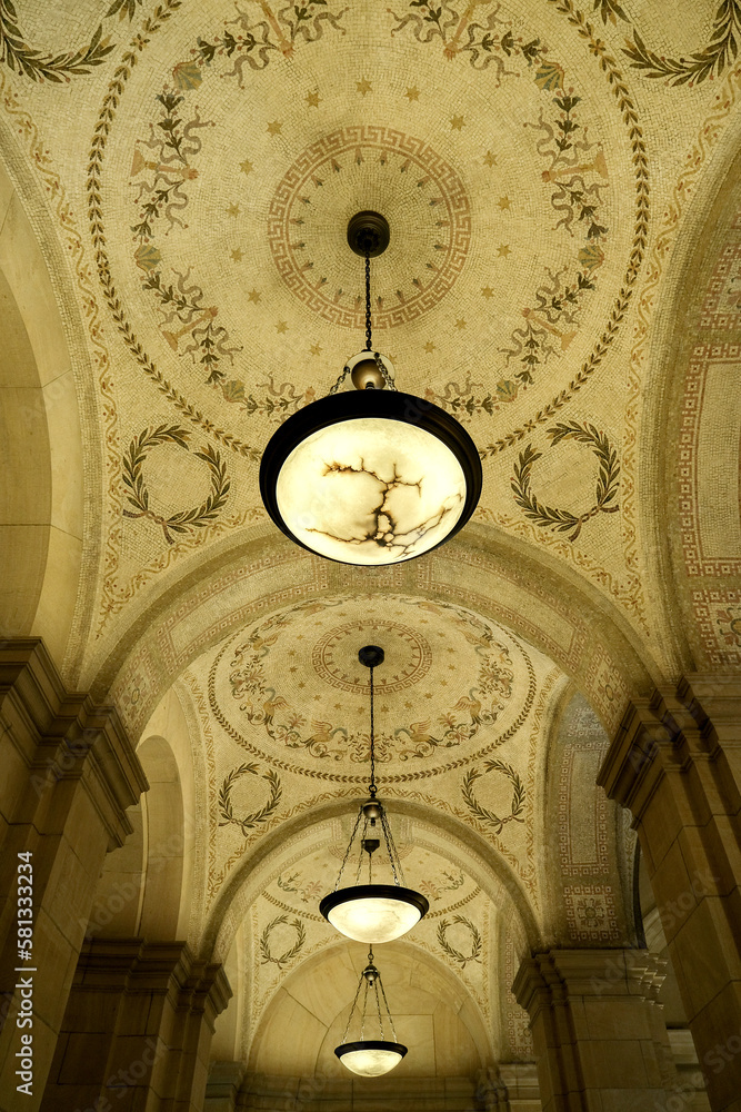 Breathtaking architecture details of panoramic dome mural columns ...