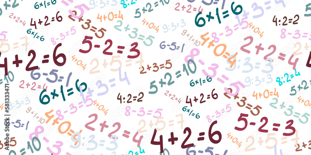 Solve examples. Seamless background of randomly placed different ...