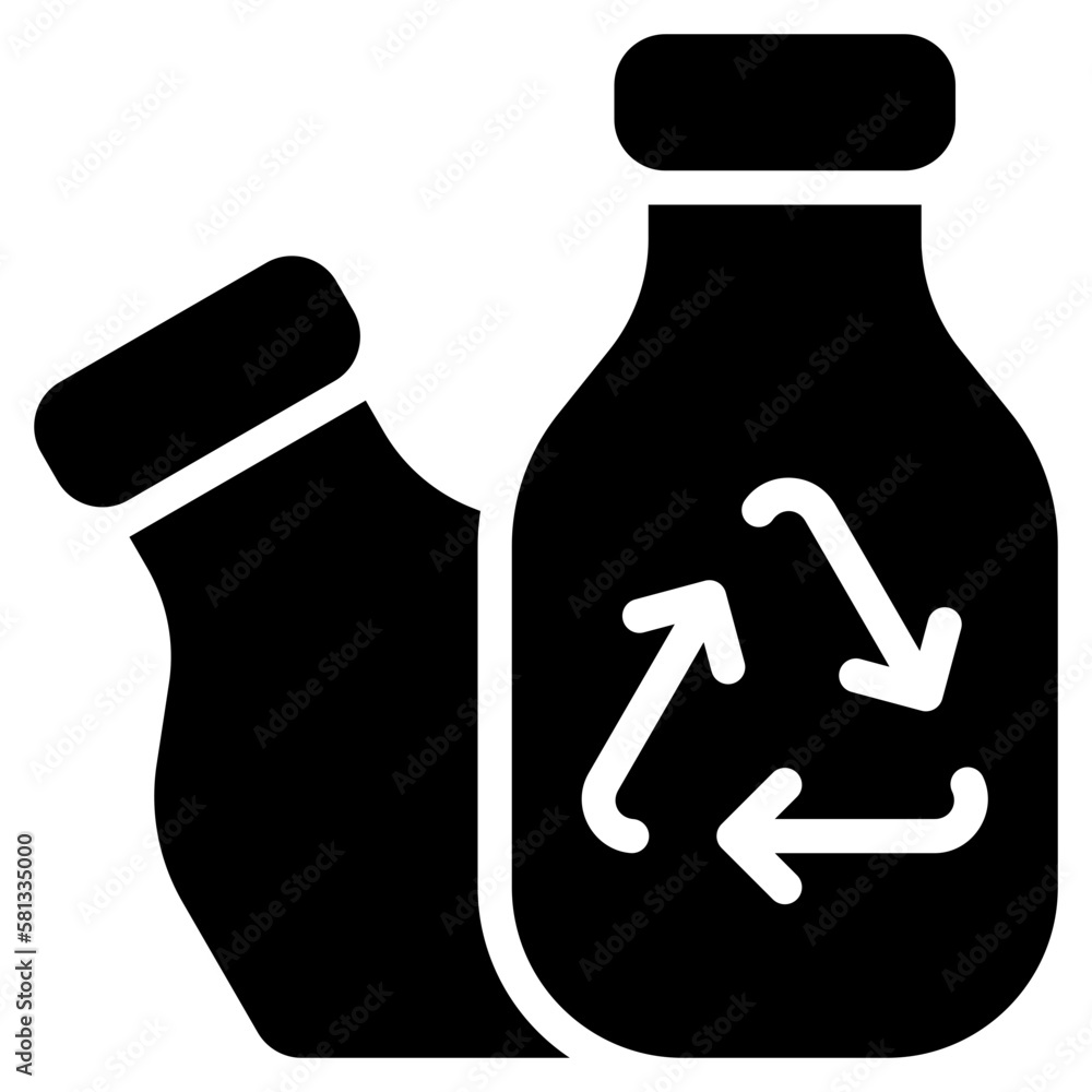recycle bottle icon with glyph style and 64 px base. Suitable for ...