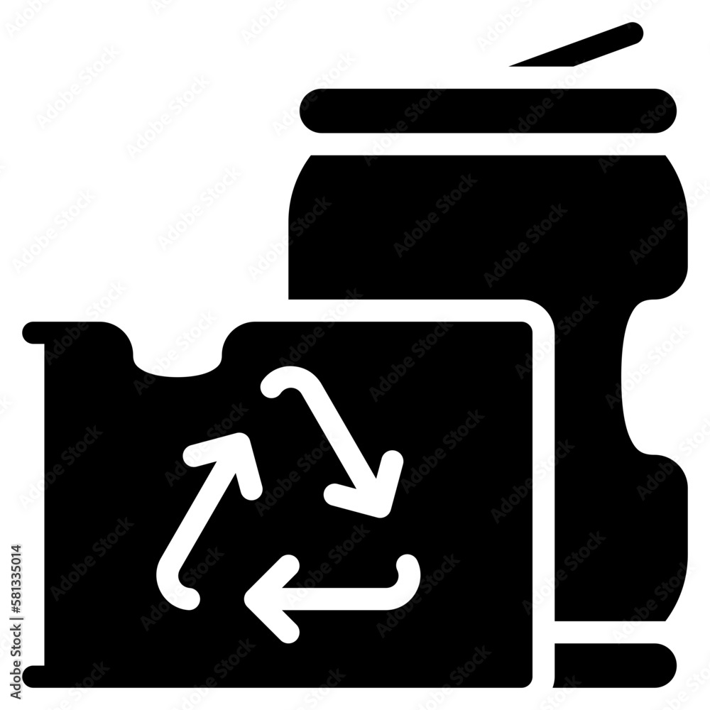 recycle can icon with glyph style and 64 px base. Suitable for website ...