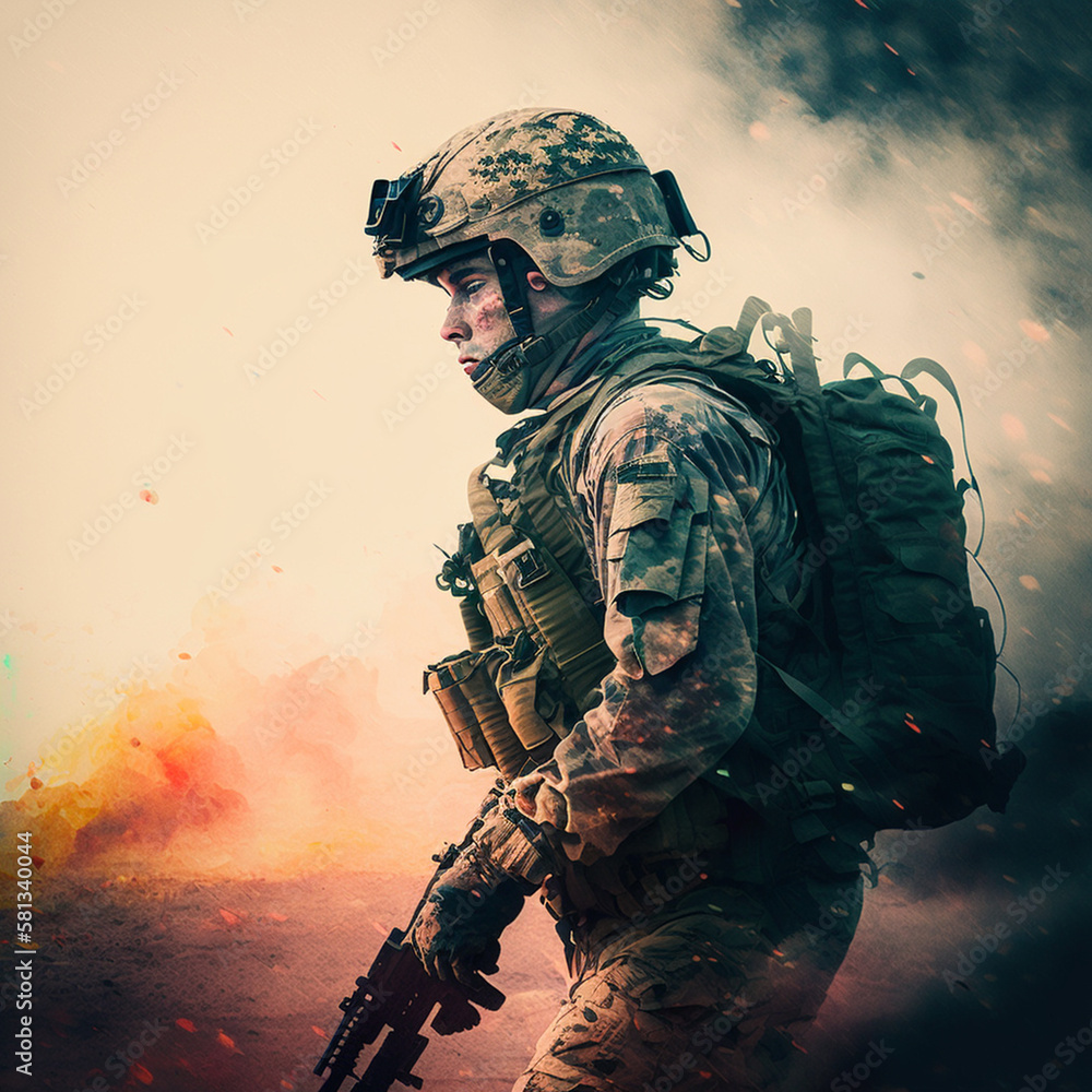 British special forces soldier with weapon take part in military ...