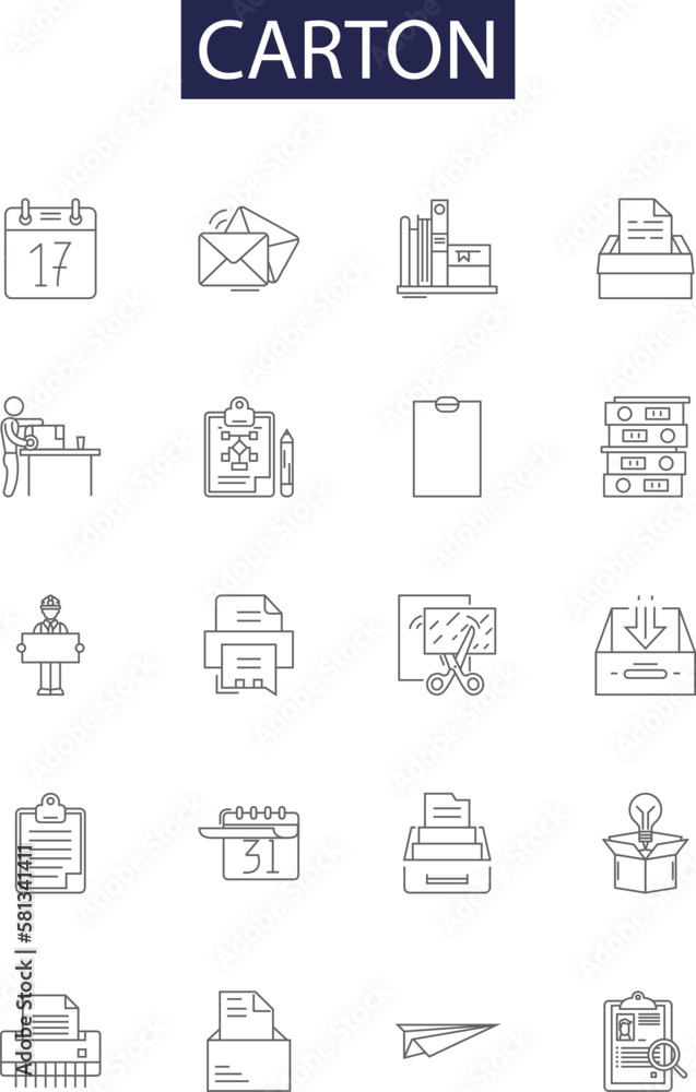 Carton line vector icons and signs. Package, Container, Crate, Carton ...