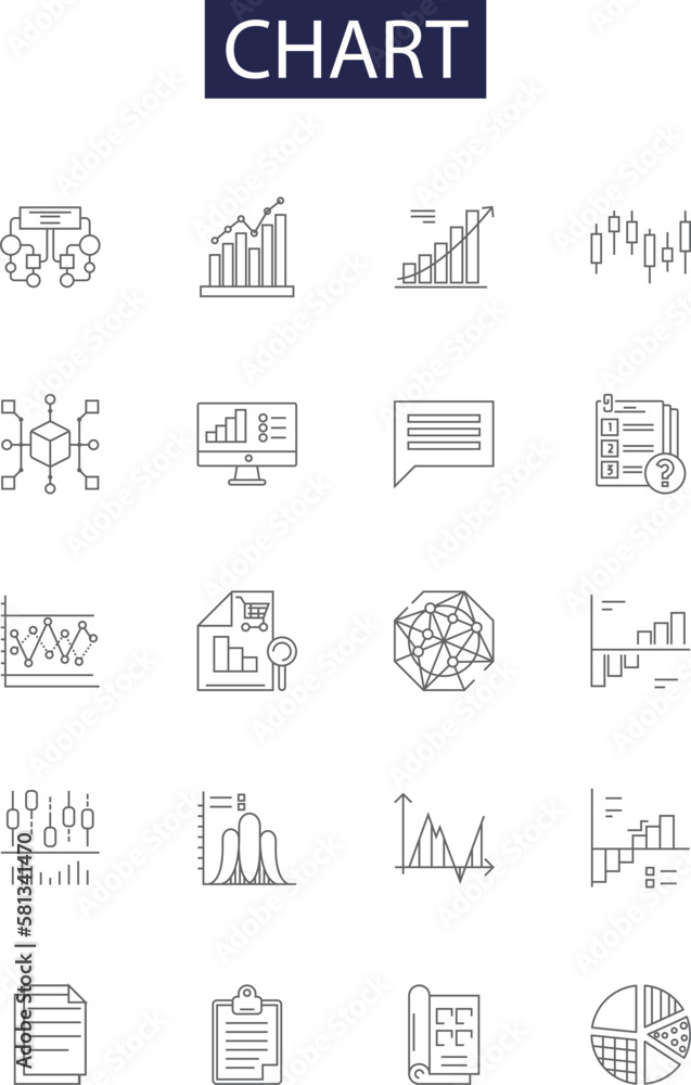 Chart line vector icons and signs. Chart, Diagram, Plot, Map, Outline ...