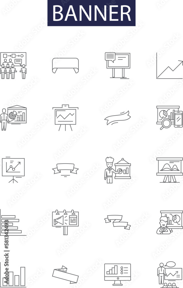 Banner line vector icons and signs. Advertisement, Banner, Sign, Poster ...