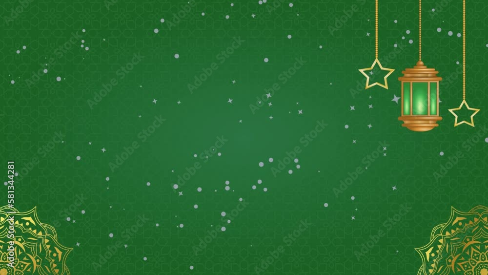 Green gradient Islamic animation background with rotating golden ...