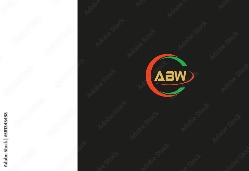 ABW Letter nature logo design on black background. ABW creative ...