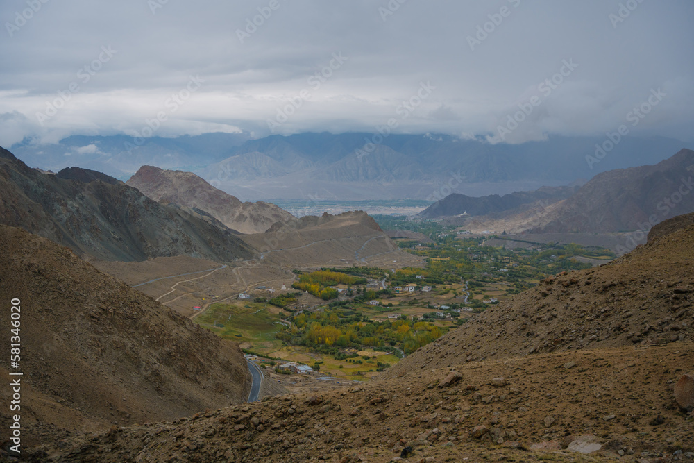Beautiful landscape with greenery in a village, the background is ...
