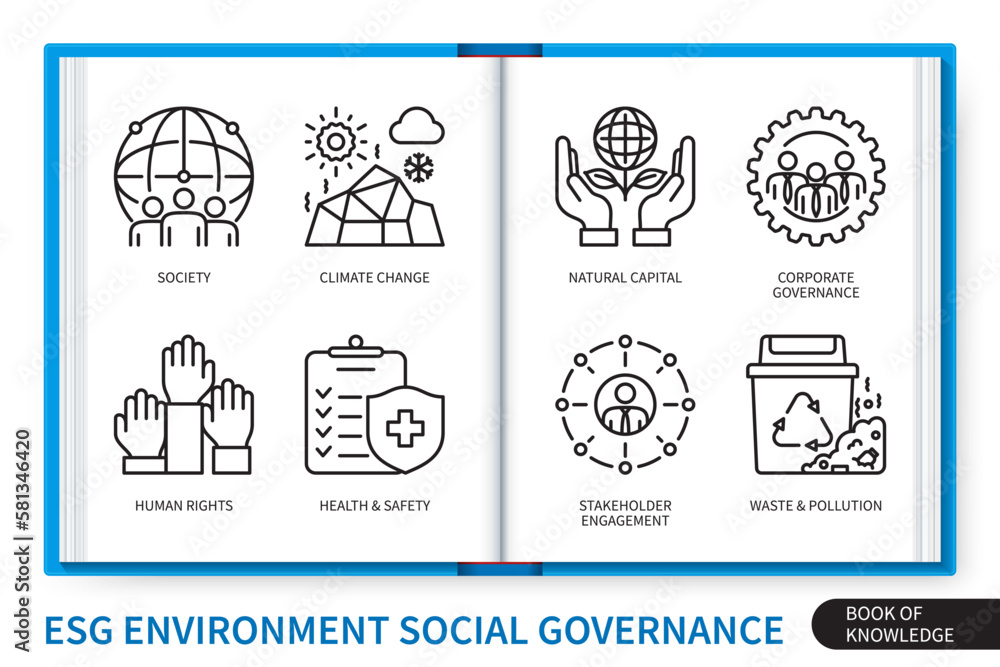 esg infographics linear elements set Stock Vector | Adobe Stock