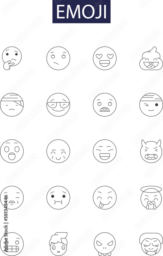 Emoji line vector icons and signs. Smiley, Expression, Character ...