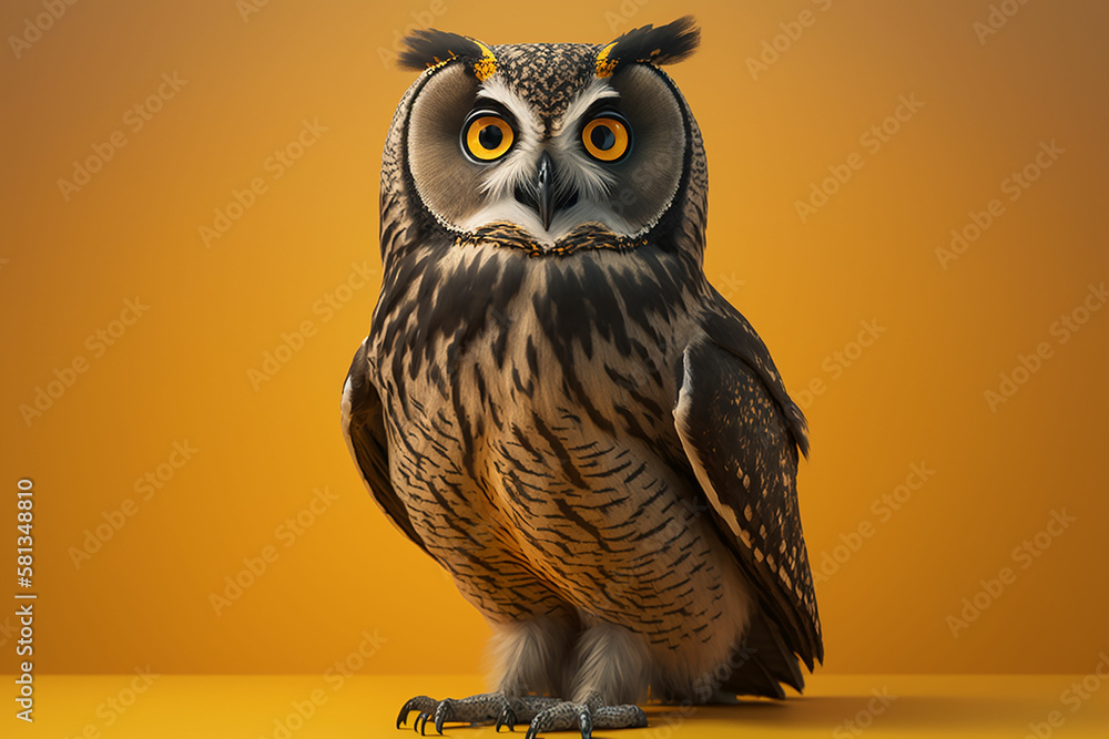 full body picture of a stunningly soft-coated owl with Generative AI ...