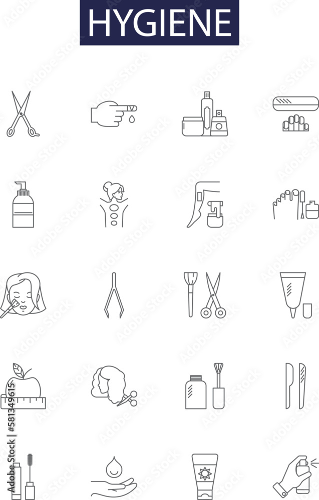 Hygiene line vector icons and signs. Hygienic, Sanitary, Sterilization ...