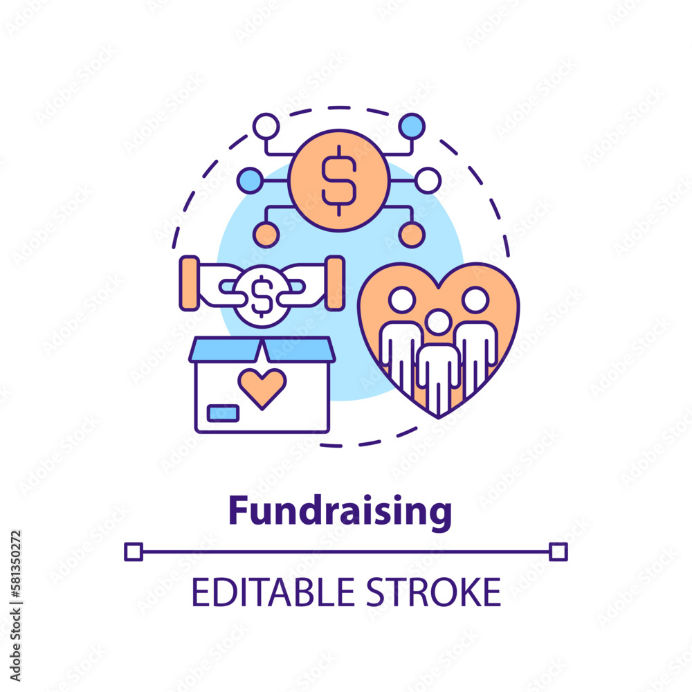 Fundraising concept icon. Get financial contribution. DAO usage purpose ...