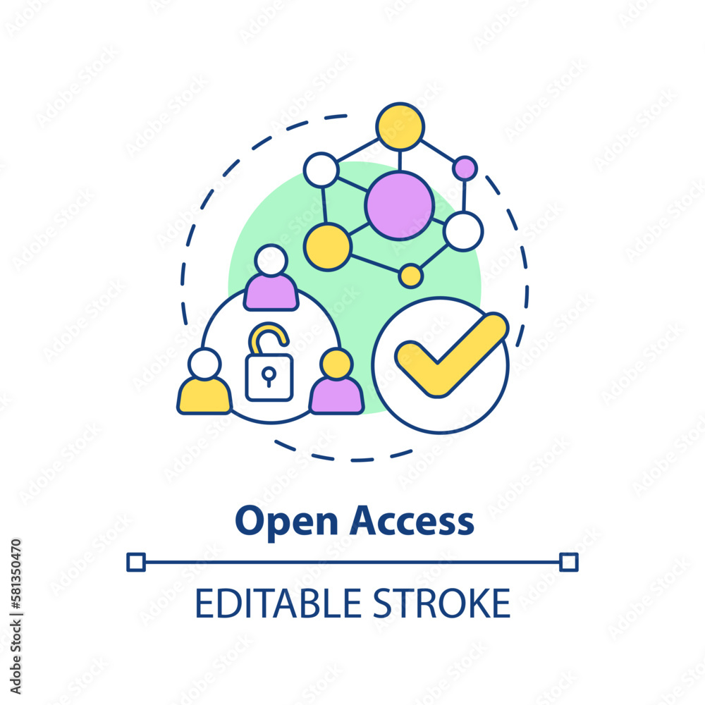 Open access concept icon. Free membership in program. DAO ...
