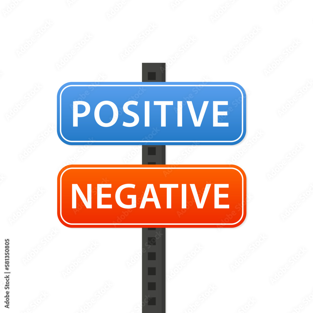 Positive and Negative road sign. Signpost Red And Blue. Positive and ...