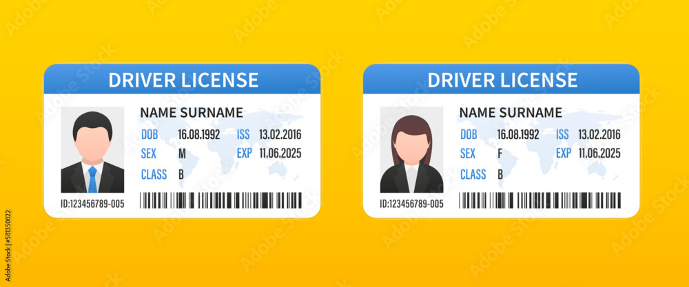 Driver's license. ID card. Identity card with a photo of a man and a ...